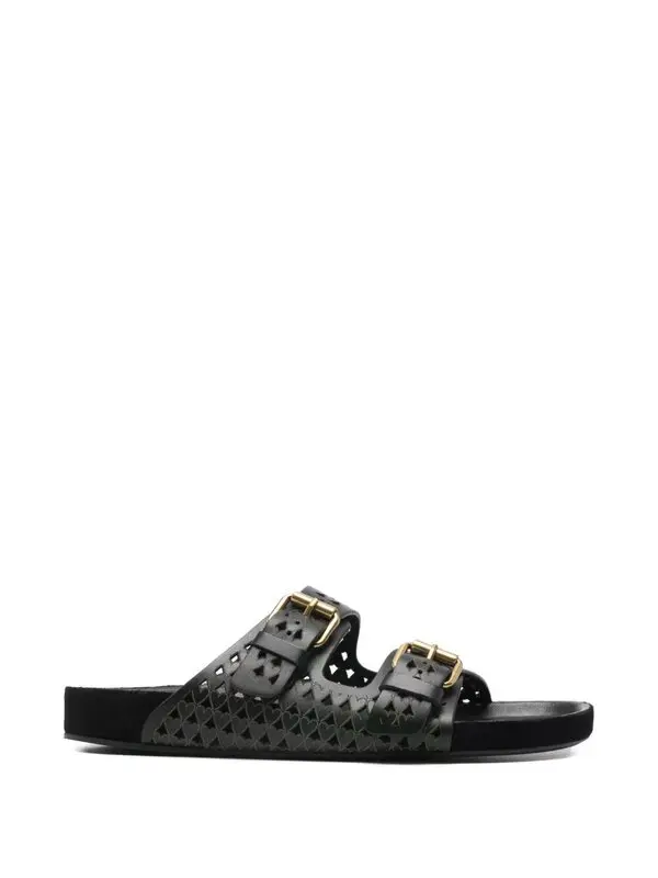 Isabel Marant Étoile Lennyo Cutout Buckle Flat Sandals - Black