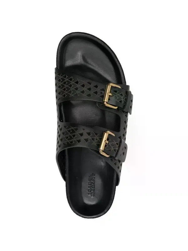 Isabel Marant Étoile Lennyo Cutout Buckle Flat Sandals - Black