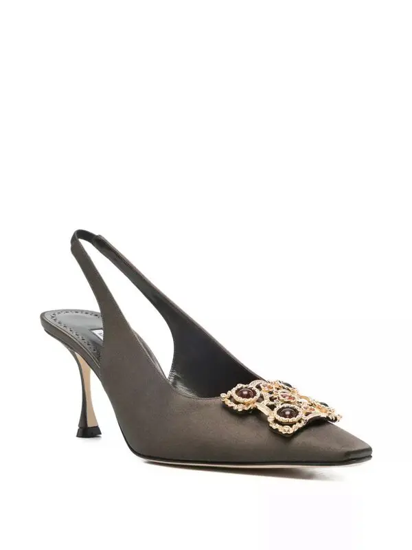 Manolo Blahnik Embellished Cupida Pumps - Grey