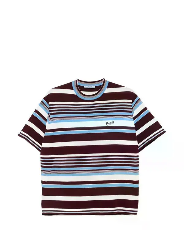 Prada Striped Crewneck T-shirt - Brown