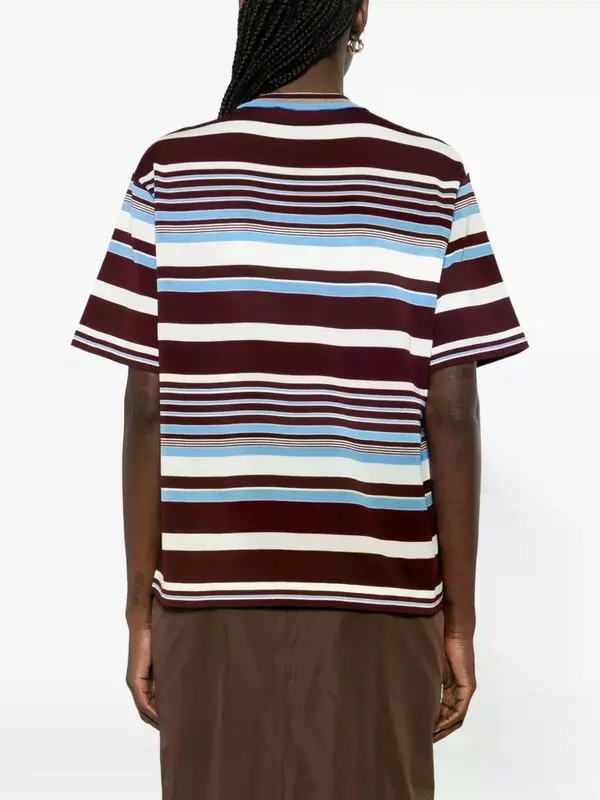 Prada Striped Crewneck T-shirt - Brown