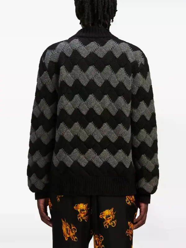 Palm Angels Zig-zag Knit Bomber Jacket