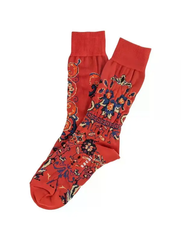 Sacai Floral Socks - Red