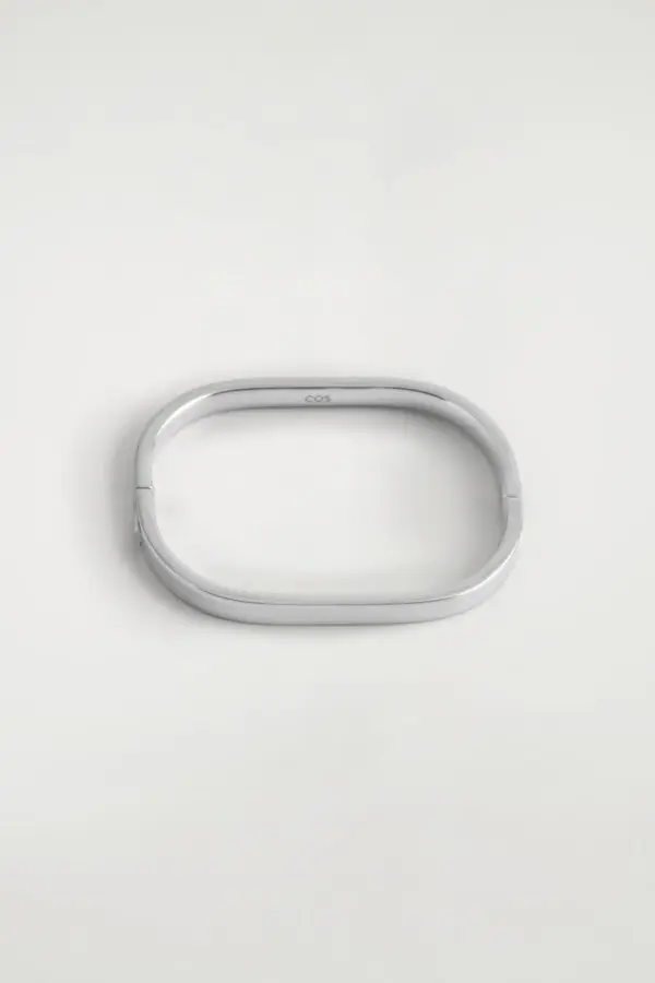 Cos Curved Rectangular Bangle - Silver-colored
