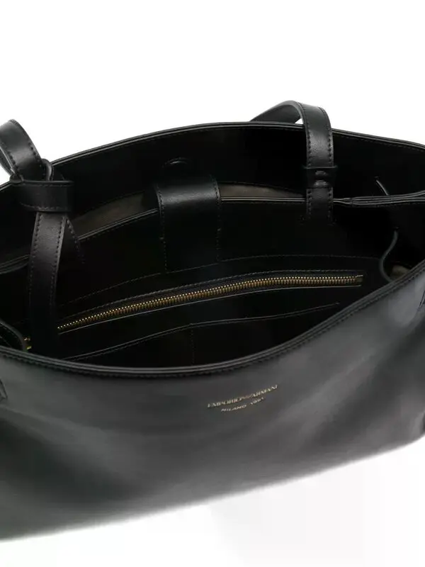 Emporio Armani Leather Tote Bag - Black