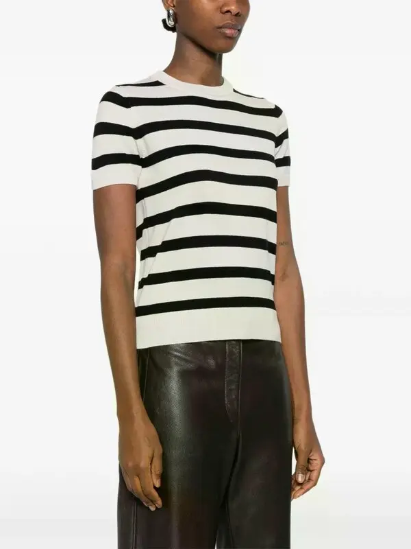 Max Mara Striped Short-sleeve Sweater - Neutrals