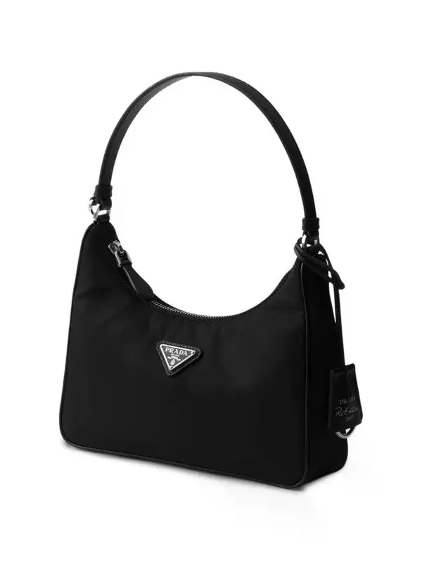 Prada Mini 2005 Re-edition Shoulder Bag With Triangle Logo - Black