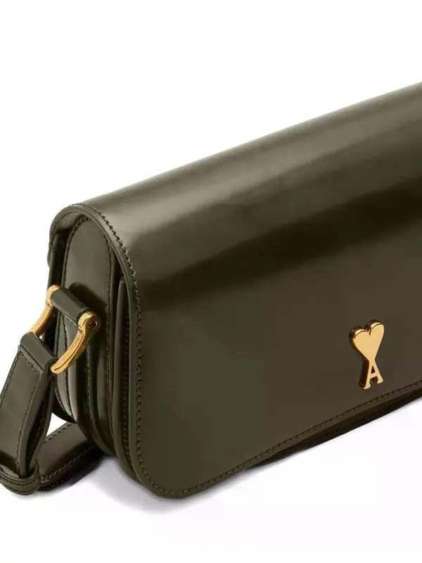 AMI Paris Glazed Leather Shoulder Bag