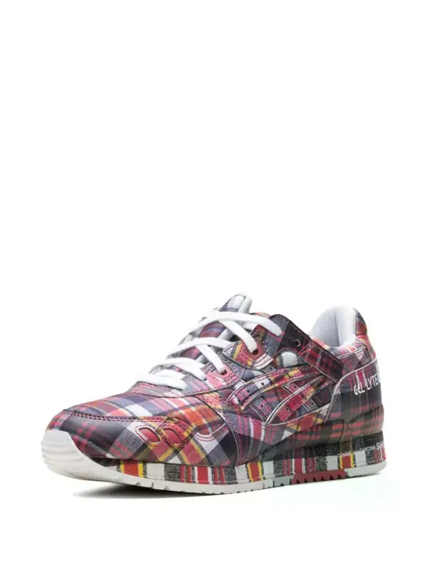 Asics X Comme Des Garçons Plaid-pattern Sneakers - Red