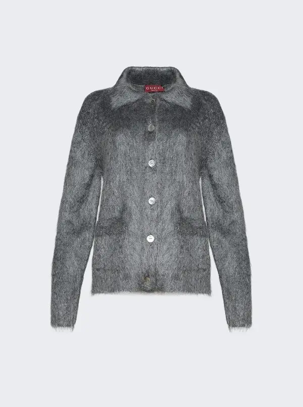 Gucci Brushed Extra Fine Wool Cardigan - Grey