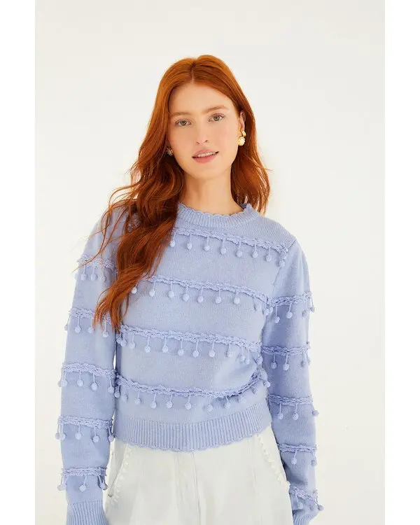 Farm Rio Pom Pom Trim Sweater