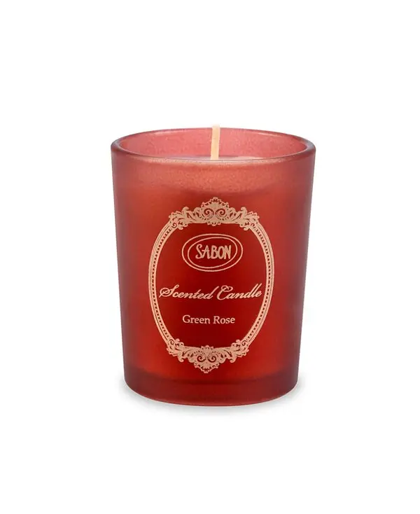 SABON Glass Green Rose Candle, 60gr - Red