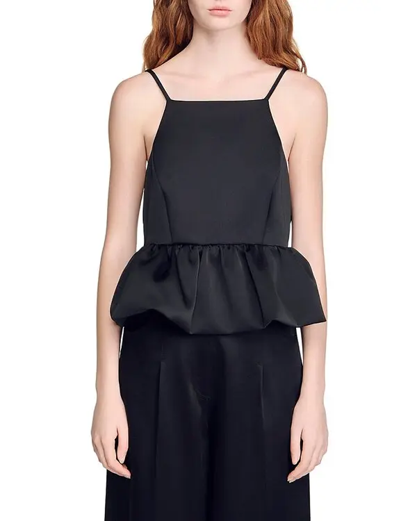 Sandro Ruffled Crop Top