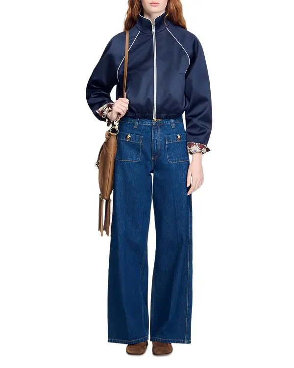 Sandro Straight Patch Pocket Jeans - Deep Blue