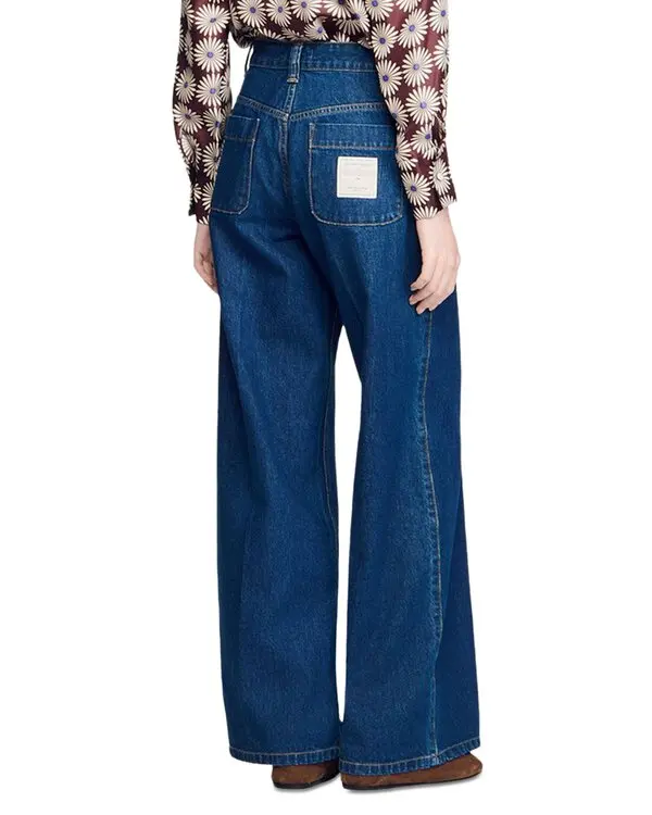 Sandro Straight Patch Pocket Jeans - Deep Blue