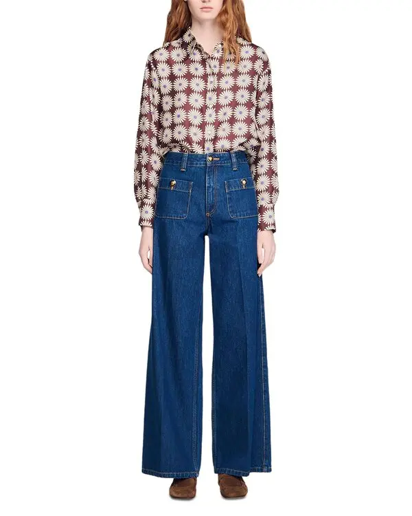 Sandro Straight Patch Pocket Jeans - Deep Blue