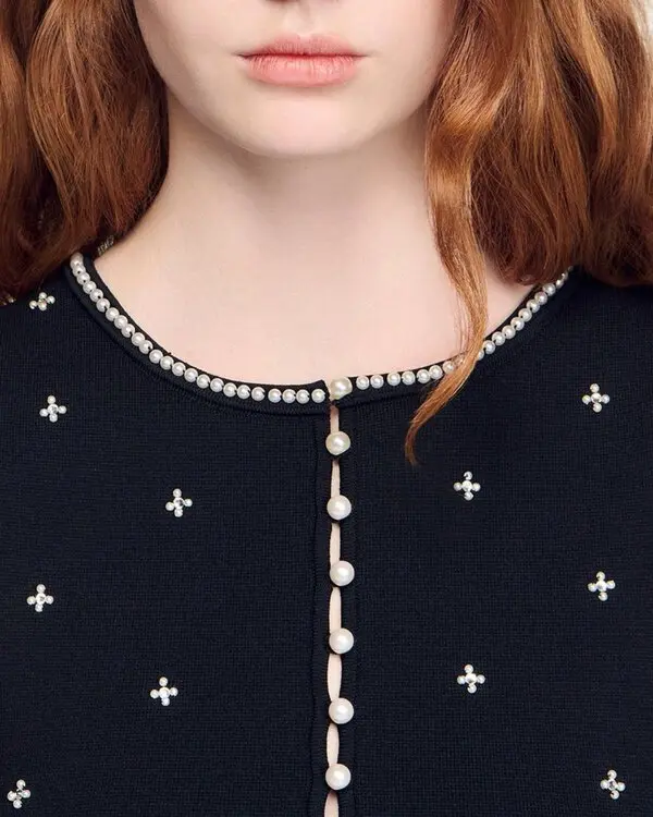 Sandro Embellished Embroidered Crop Top