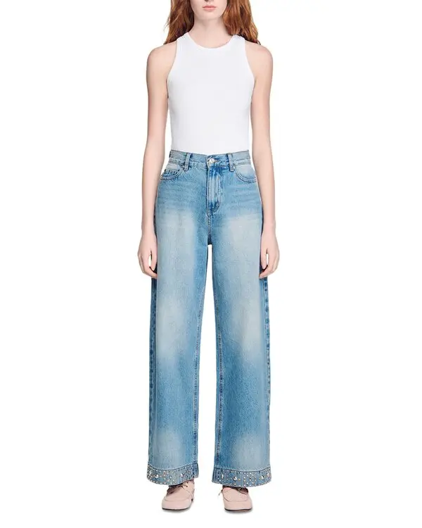 Sandro Rhinestone Straight Jeans