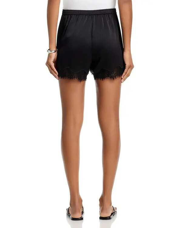 Aqua Lace Trim Satin Shorts - Black