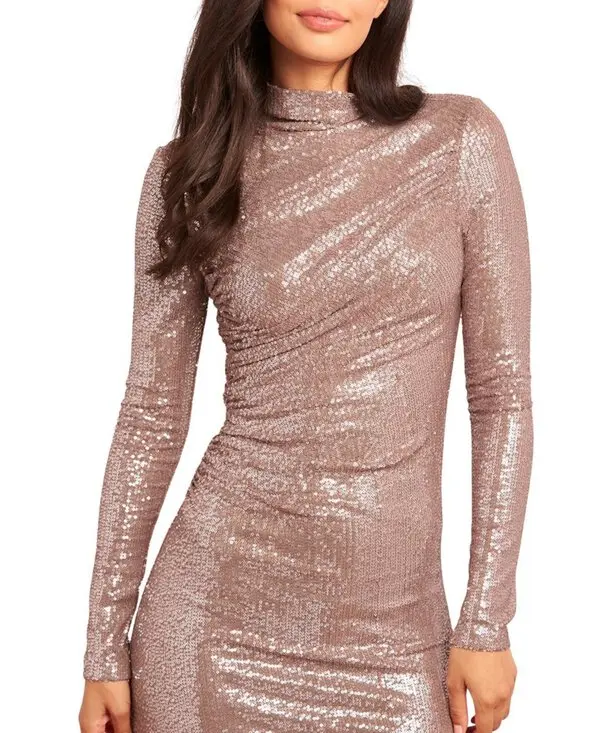Needle & Thread Malia Turtleneck Ankle Gown Beige US 8