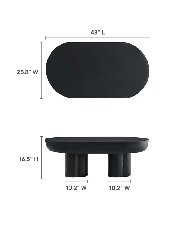 MODWAY Caspian Oval Concrete Coffee Table - Black