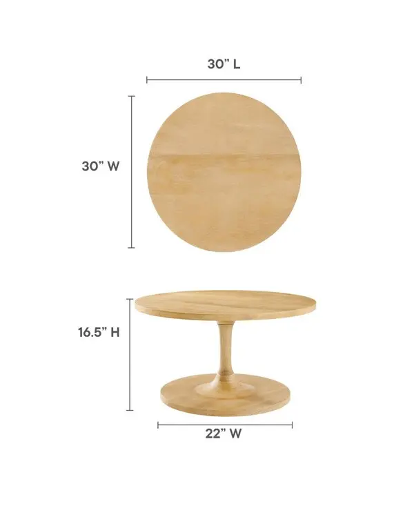 MODWAY Lina Round Wood Coffee Table