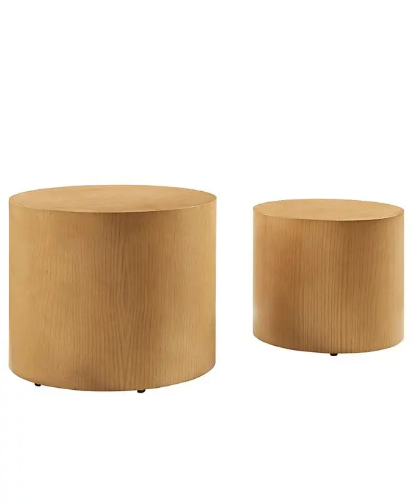 MODWAY Amani Round Nesting Coffee Tables, Set Of 2 - Natural