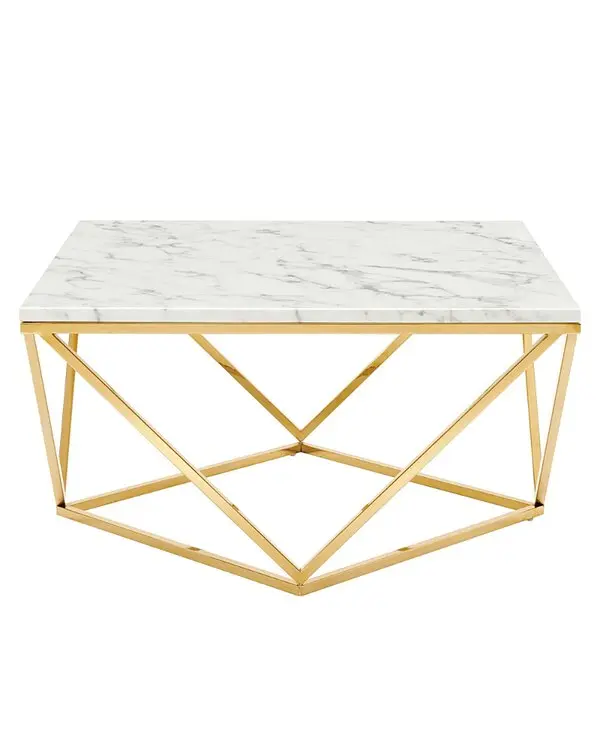 MODWAY Vertex Gold Metal Stainless Steel Coffee Table - Gold White