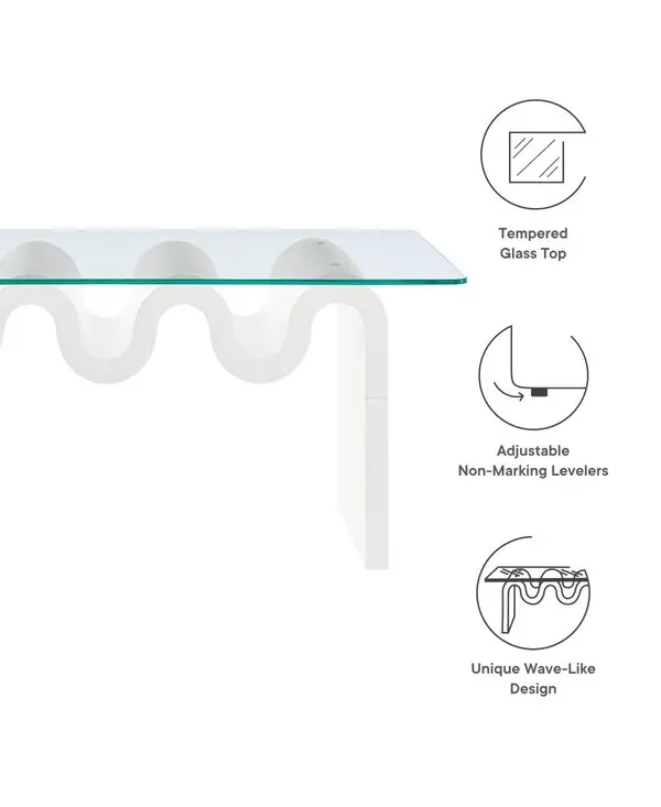 MODWAY Ondine Glass Top Coffee Table - White