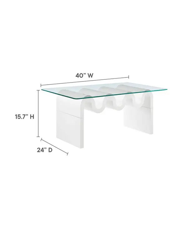 MODWAY Ondine Glass Top Coffee Table - White