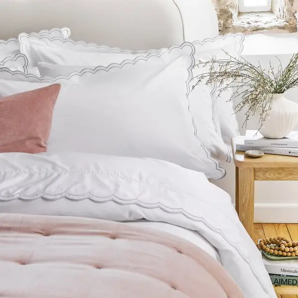 CHRISTY Scallop Pillowcase Pair, Standard - Silver