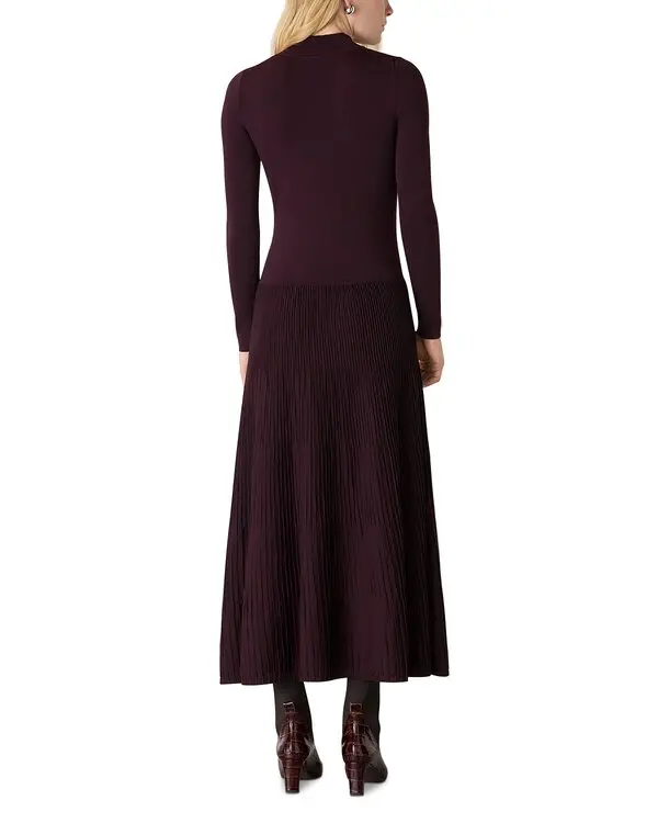 Whistles Petite Funnel Neck Pleated Knit Dress Plum Size 8