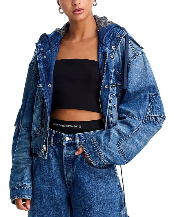 Alexander Wang Cropped Cargo Jacket - Tinted Medium Indigo