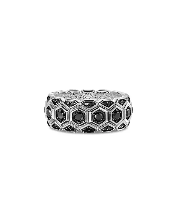 David Yurman Hex Stack Ring With Black Diamonds - Black/silver