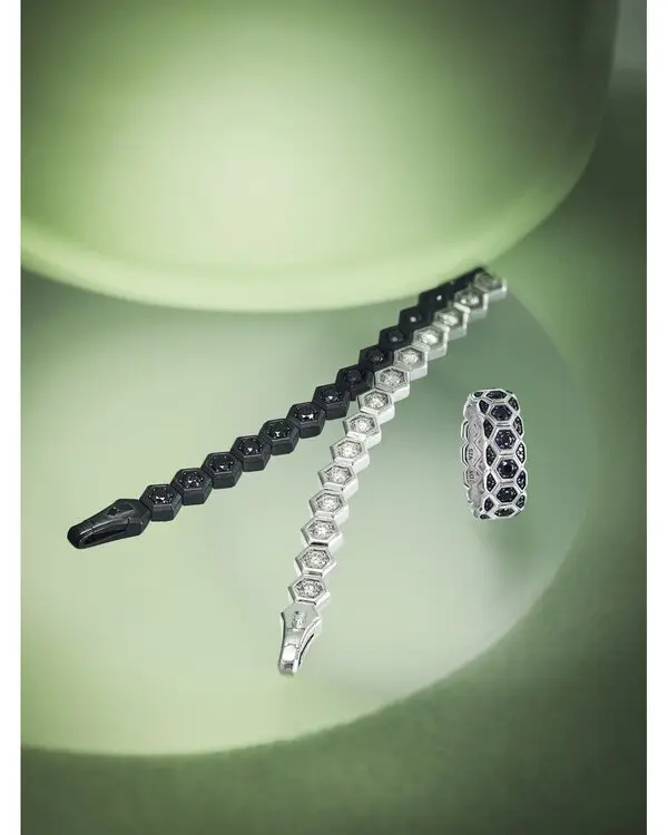 David Yurman Hex Stack Ring With Black Diamonds