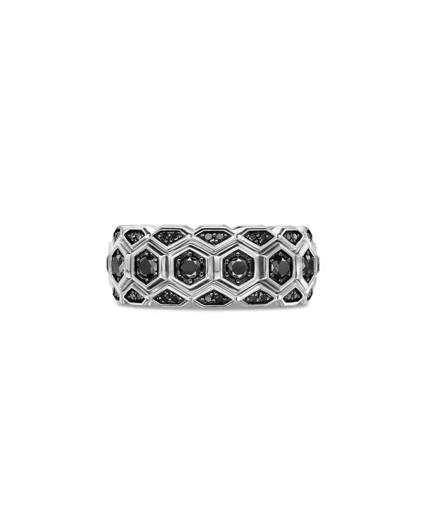 David Yurman Hex Stack Ring With Black Diamonds - Black/silver