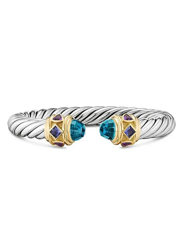 David Yurman Renaissance Cable Flex Bracelet - Silver/blue Topaz