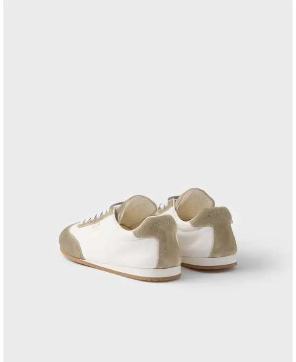 Prada Nappa Leather And Suede Sneakers - Neutral