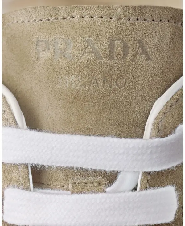 Prada Nappa Leather And Suede Sneakers - Neutral