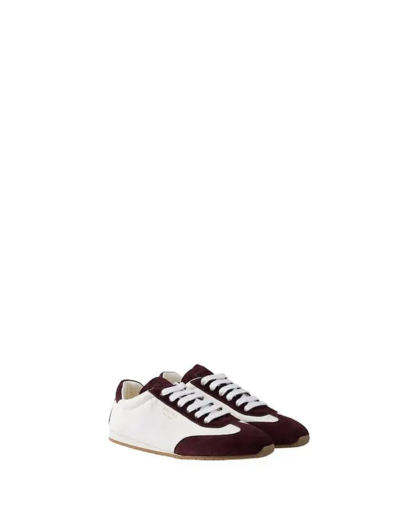 Prada Nappa Leather And Suede Sneakers - Neutral/black
