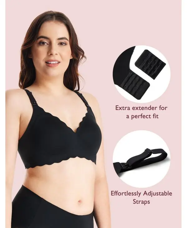 MOMCOZY Yn46 Jelly Strip Seamless Nursing Bra - Black