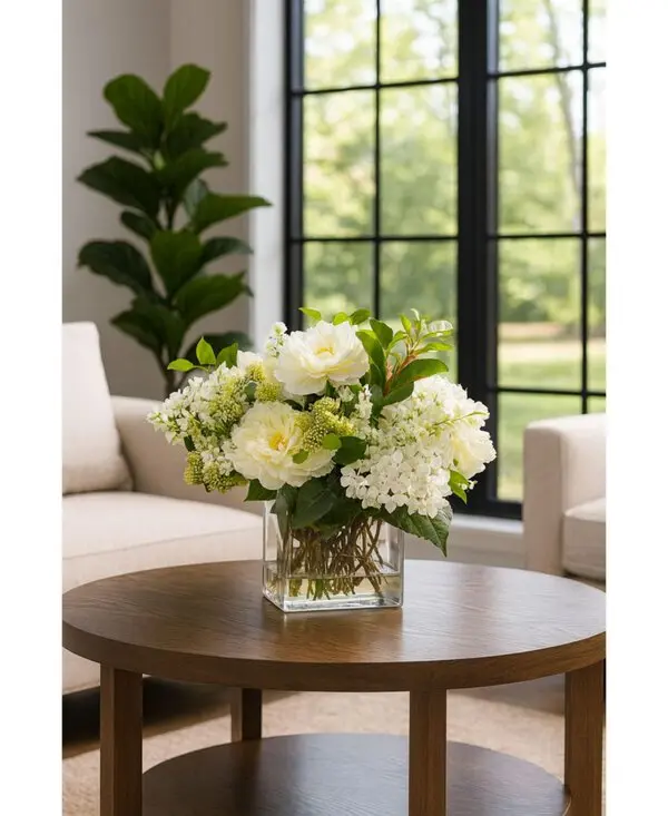 DOMANI HOME Hydrangea And Berry Square Glass Pot