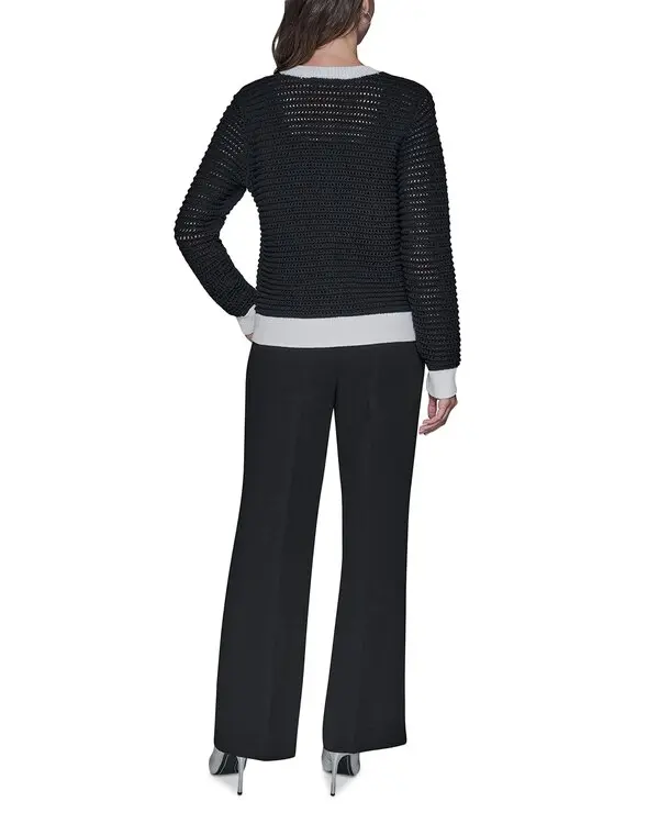 Karl Lagerfeld Paris Textured Cardigan - Black/ Soft White