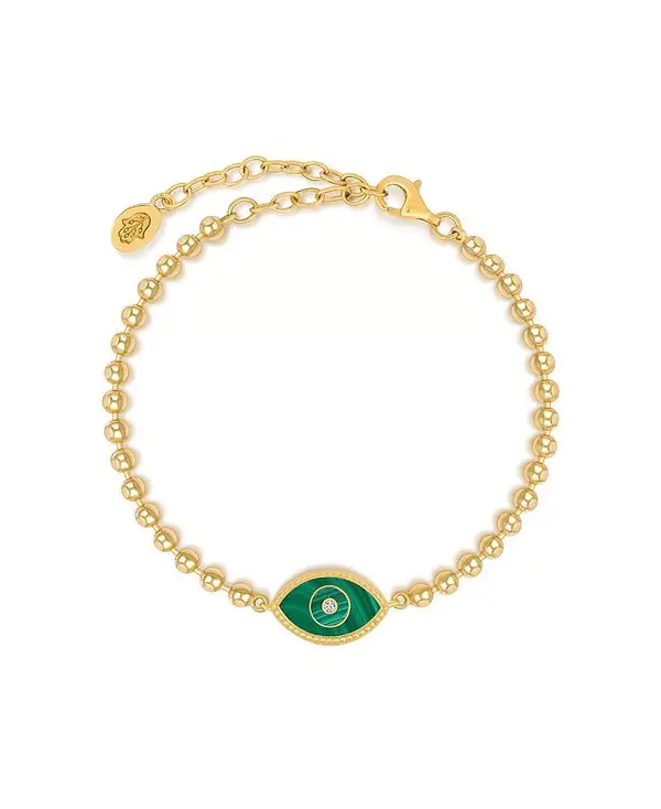 KARMA AND LUCK Bright Soul Evil Eye Malachite Gold Bracelet - Gold/green