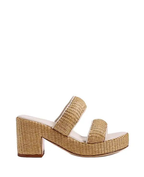 Marion Parke Raffia Amelia Platform Sandals - Ivory
