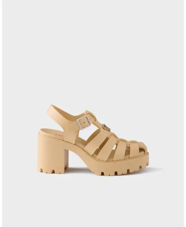Prada Rubber Platform Sandals - Neutral