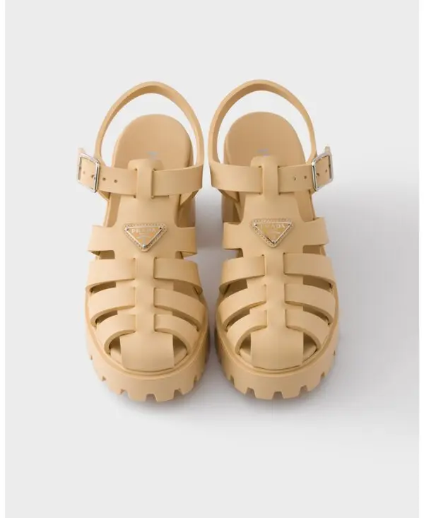 Prada Rubber Platform Sandals - Neutral