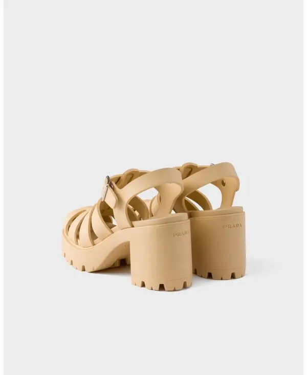 Prada Rubber Platform Sandals - Neutral
