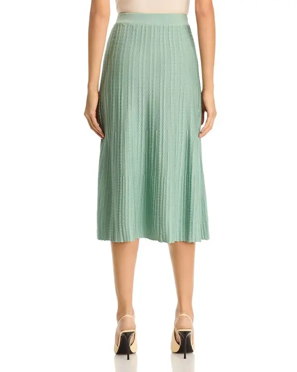 Misook Scalloped Rib Knit A-line Skirt