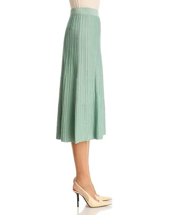 Misook Scalloped Rib Knit A-line Skirt